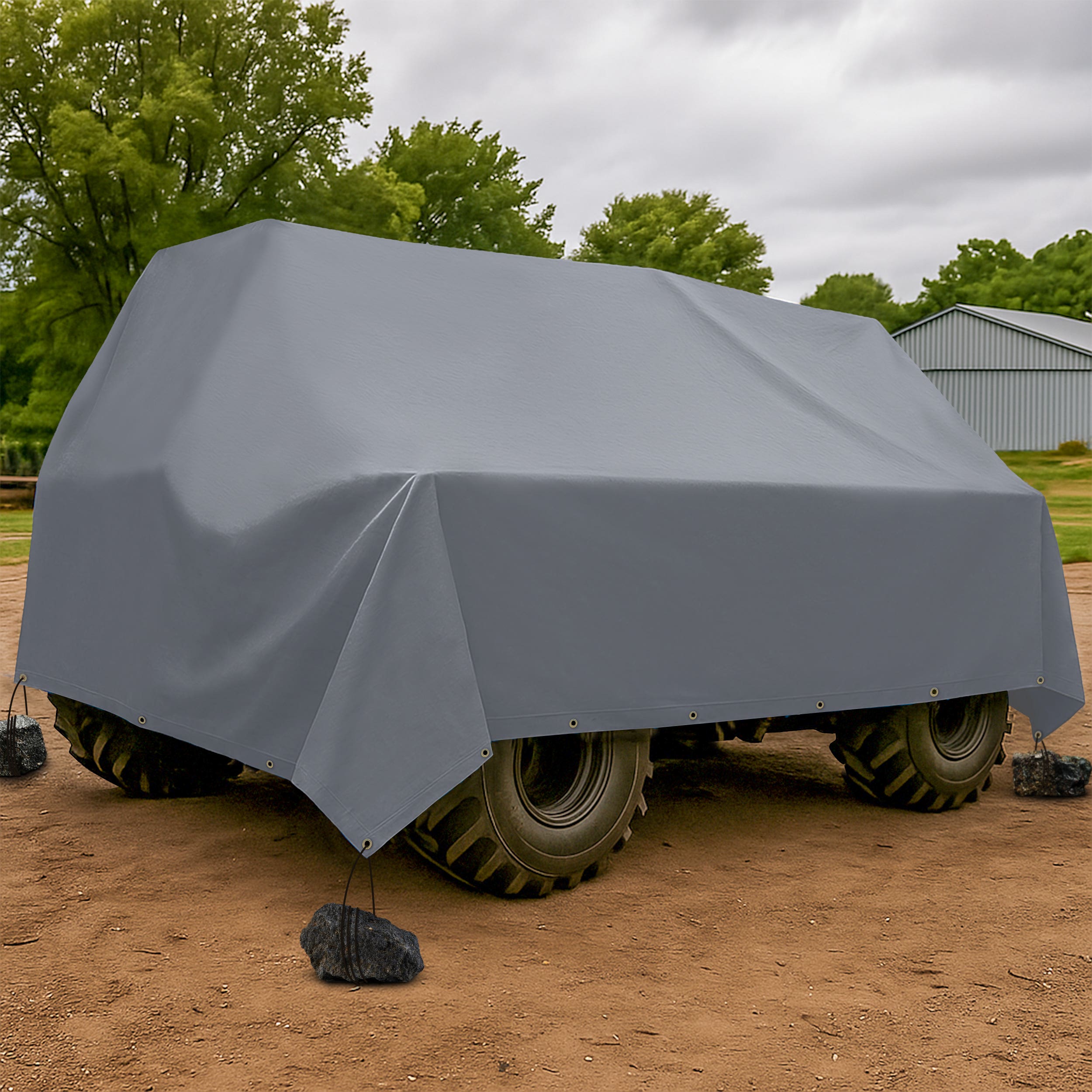 Buy Custom Super Heavy Duty Gray Vinyl Tarps | Tarps&All