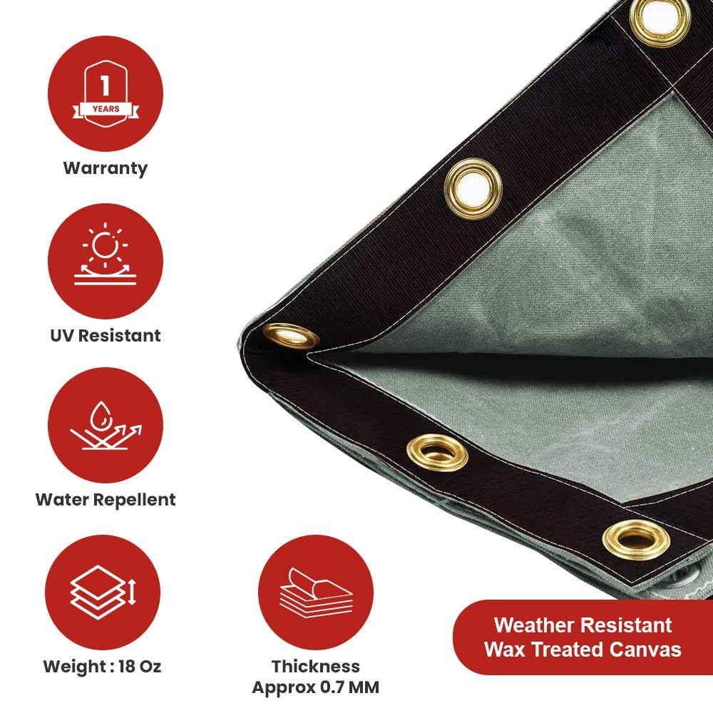 Buy Water Resistant Canvas Tarp Olive Green | Tarps&All