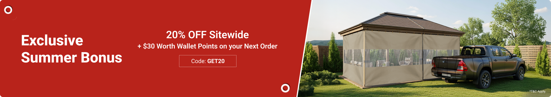 Summer Exclusive Bonus – 20% OFF Sitewide with Code GET20 | Tarps&All